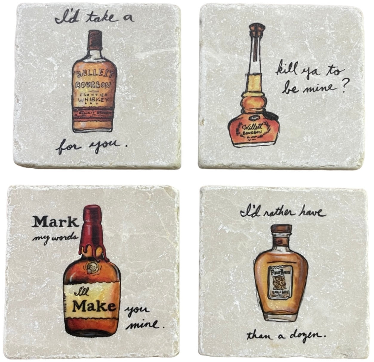 Bourbon-themed Marble Coaster - Featuring your Favorite Distilleries ...